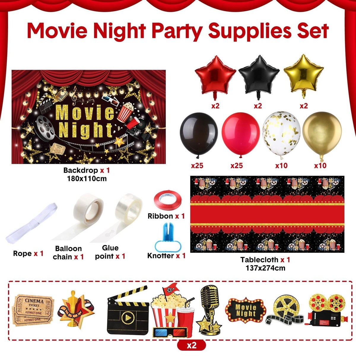 Movie Themed Party Decor THE MOVIE FILM Theme Balloons Set Tableware
