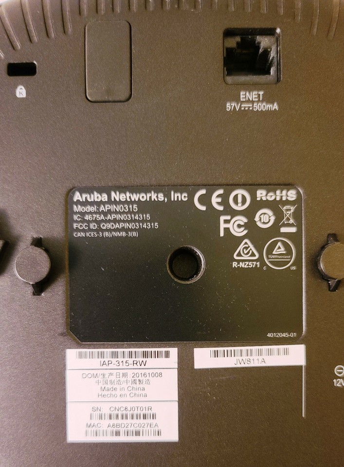 Aruba AP-315 APIN0315 IAP-315-RW 802.11ac JW811A Dual Band 310 Access ...