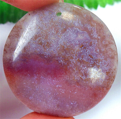 51x4mm Natural Brown Red Moss Agate Round Healing Pendant Bead BQ66601 ...
