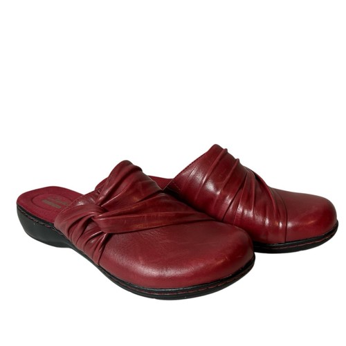 Clark's Collection Red leather Slip On mules Shoes size 9M | eBay