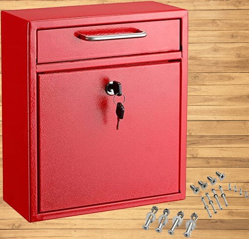 Adiroffice Steel Drop Box Durable Spacious Key Wall-Mounted Mailbox ...