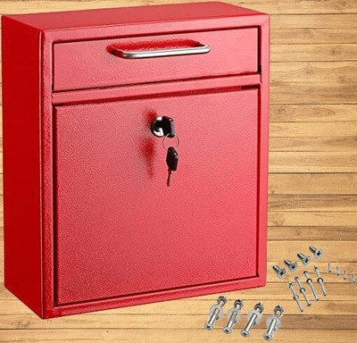 Adiroffice Steel Drop Box Durable Spacious Key Wall-Mounted Mailbox ...