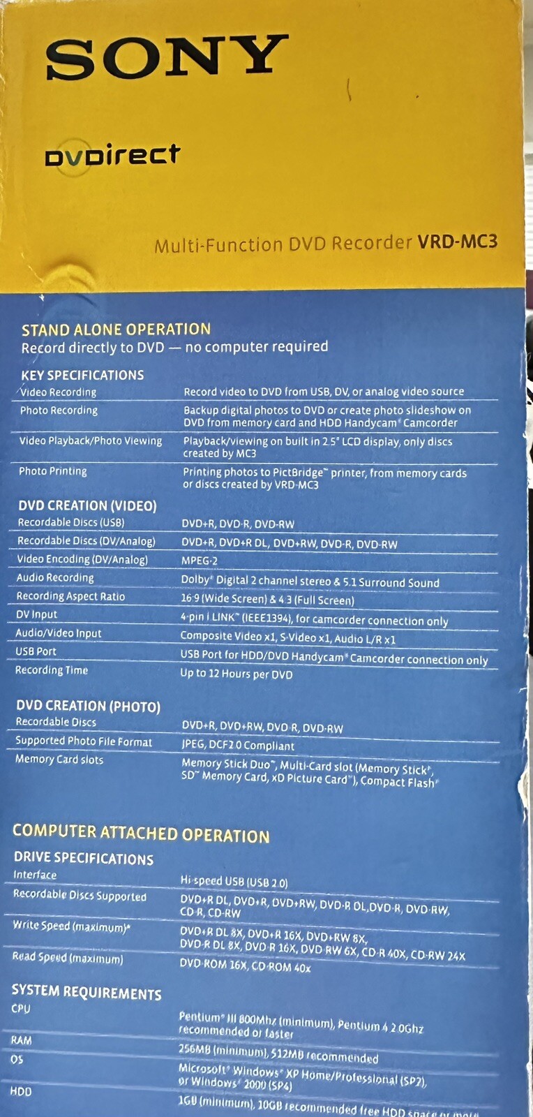 Sony VDR-VC20 DVD Recorder for sale online | eBay