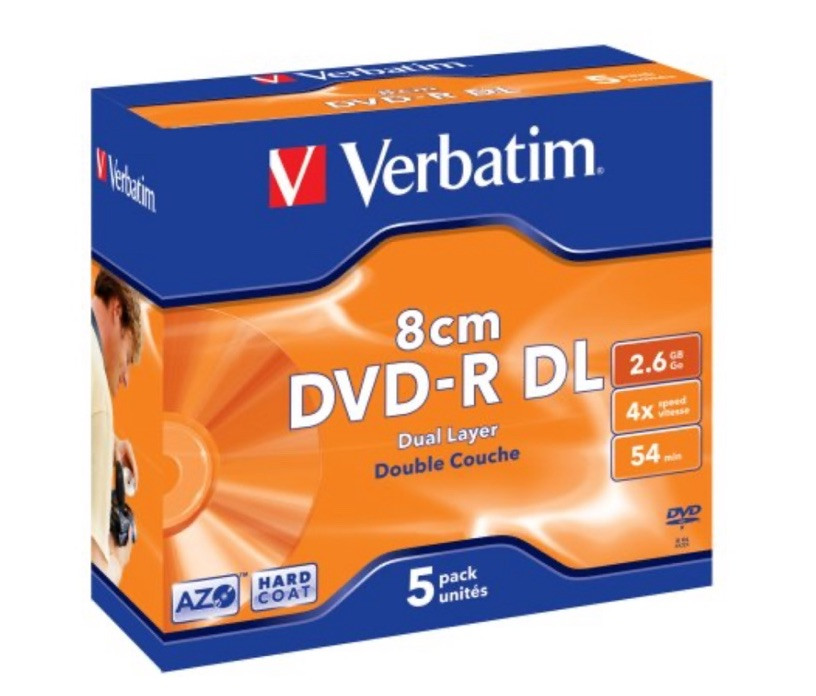 5x Verbatim 8cm DVD-R DL Double Layer 55min 2.6GB Discs for Digital ...