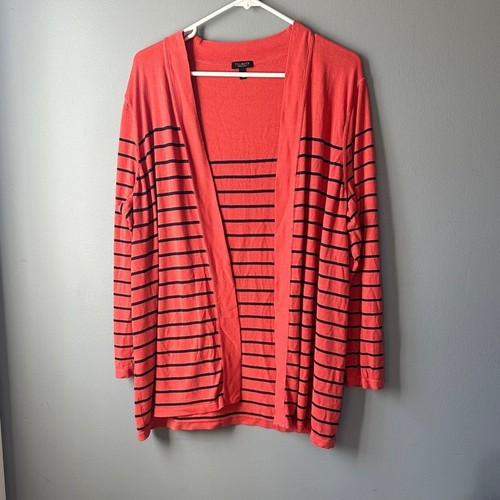 Talbots petites orange and Black Striped Cardigan women's size 3X | eBay