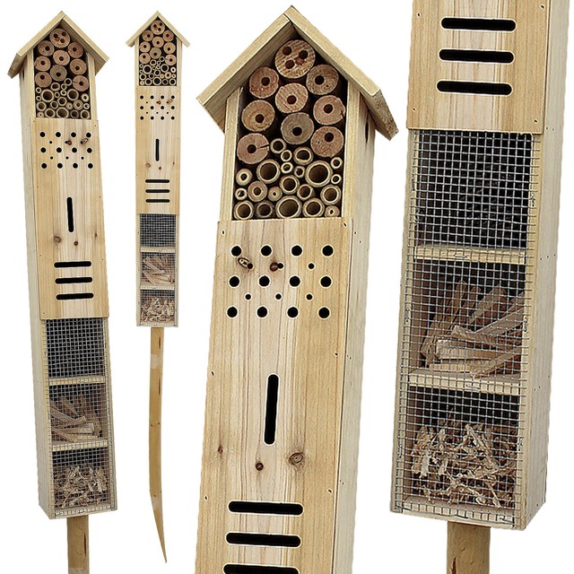 Large Wooden Standing Insect Bugs Garden Hotel Home Bees Ladybird Nest ...