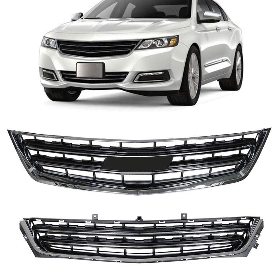 For Chevrolet Impala 2014-2020 Front Upper & Lower Grille Set Chrome ...