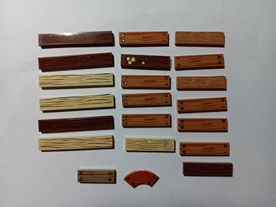 LEGO LOT 21 WOOD GRAIN FLOOR PATTERN TILES 1X3 1X4 1X6 1X8 2X2 ROUND ...