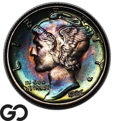 1926-S Mercury Dime, Full Split Bands, Beautiful Superb Gem BU++ FSB ...