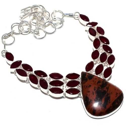 Mahogany Obsidian, Red Jade Gemstone 925 Sterling Silver Jewelry ...