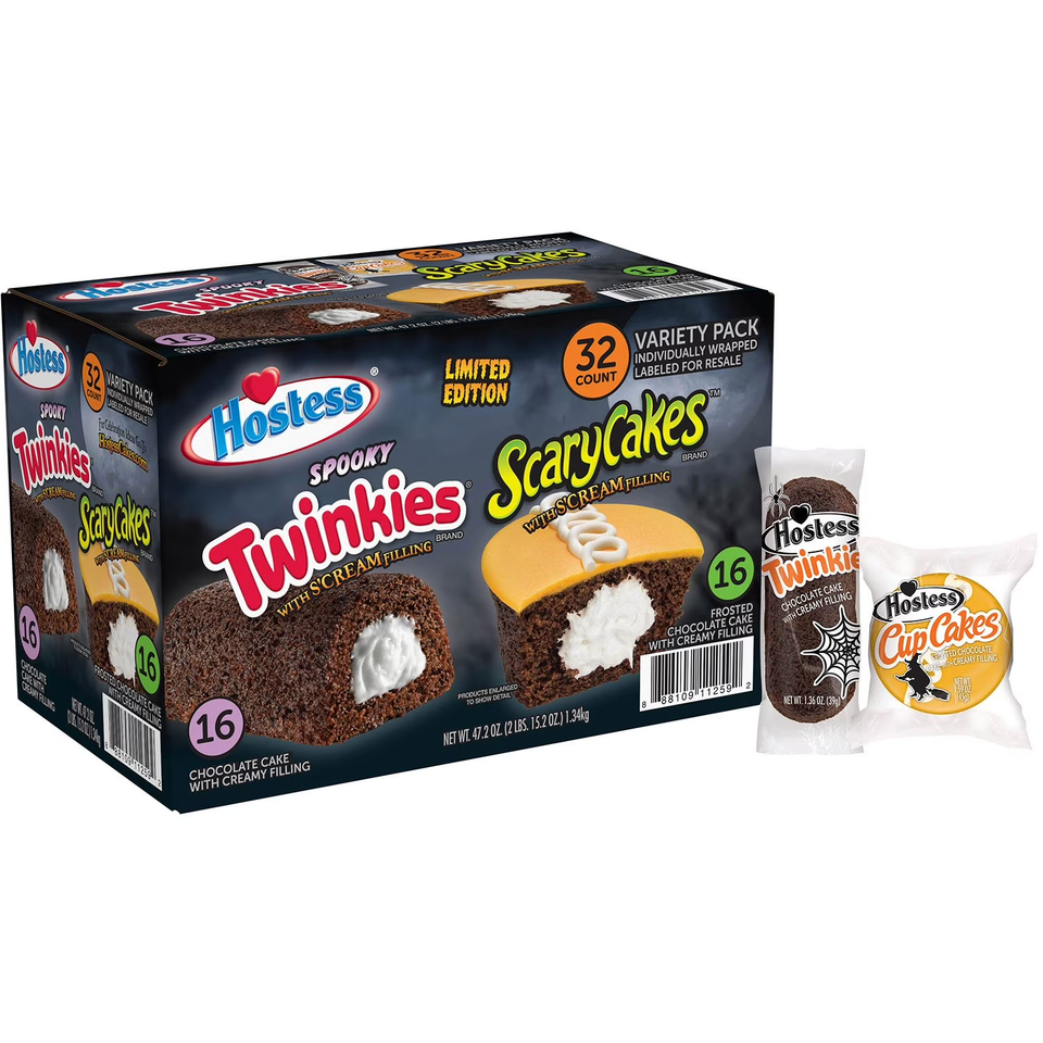 Hostess ScaryCakes Cupcakes and Chocolate Cake Twinkies Variety Pack 32 ...