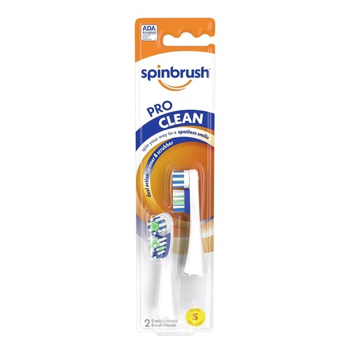 Spinbrush Pro Clean Replacement Heads Soft Bristles for Battery ...