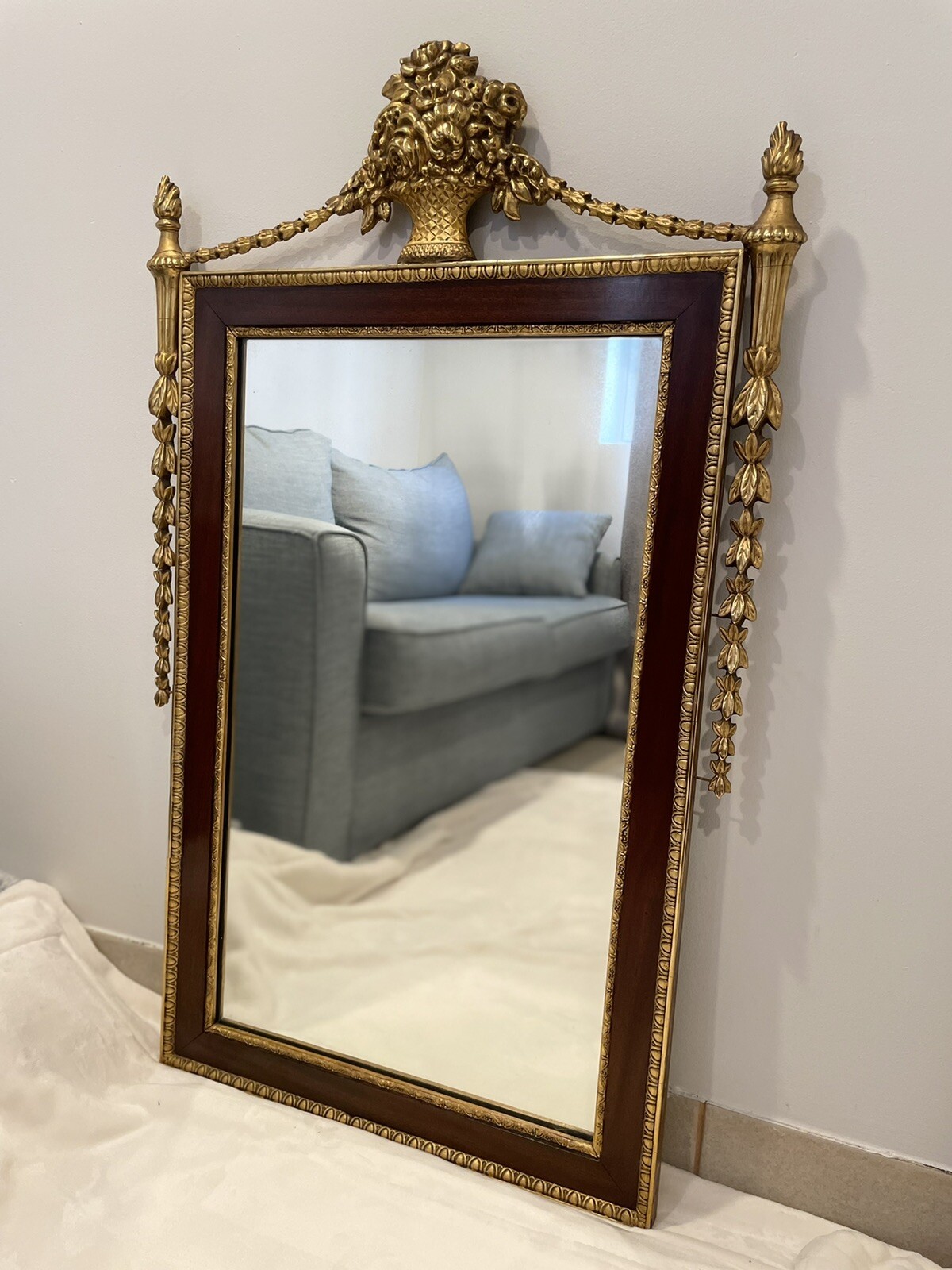 Rare! Antique Mahogany Empire Gilt Bell Flower Gold Wall Mirror | eBay