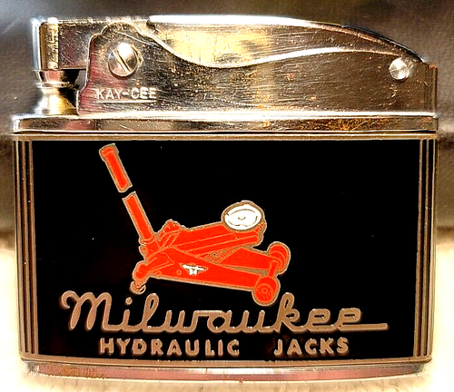 Vintage Rare Milwaukee Hydraulic Jacks 2 Sided Ad Kay-Cee Lighter Japan ...