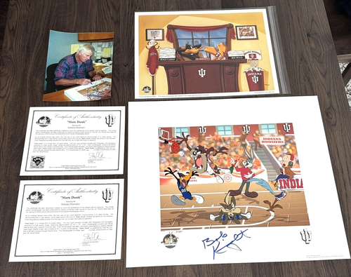Bob Knight Signed IU Indiana Hoosiers Warner Bros Lithograph Set Auto ...