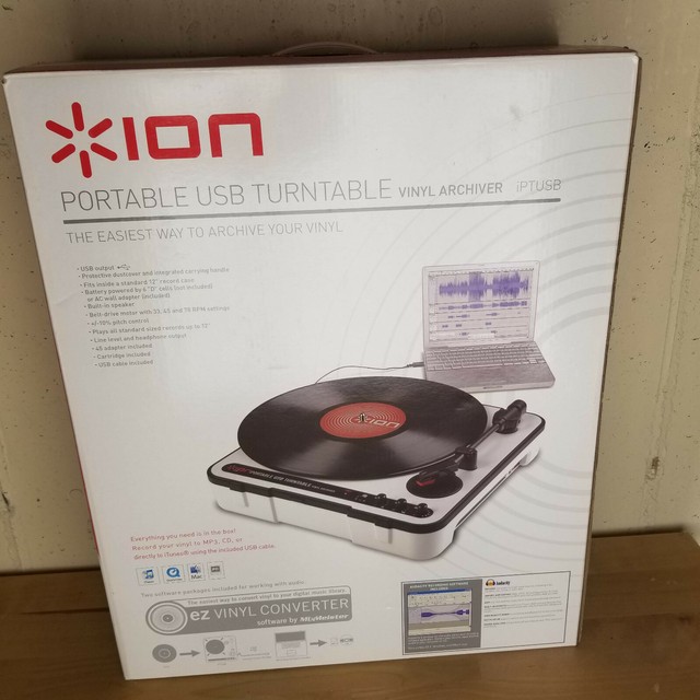 ION Portable USB Turntable Convert Vinyl to CD or Mp3 Built in Speaker ...