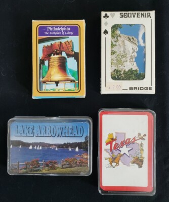 4 Souvenir Decks of Playing Cards,Lake Arrowhead,Texas,Philadelphia,Mt ...