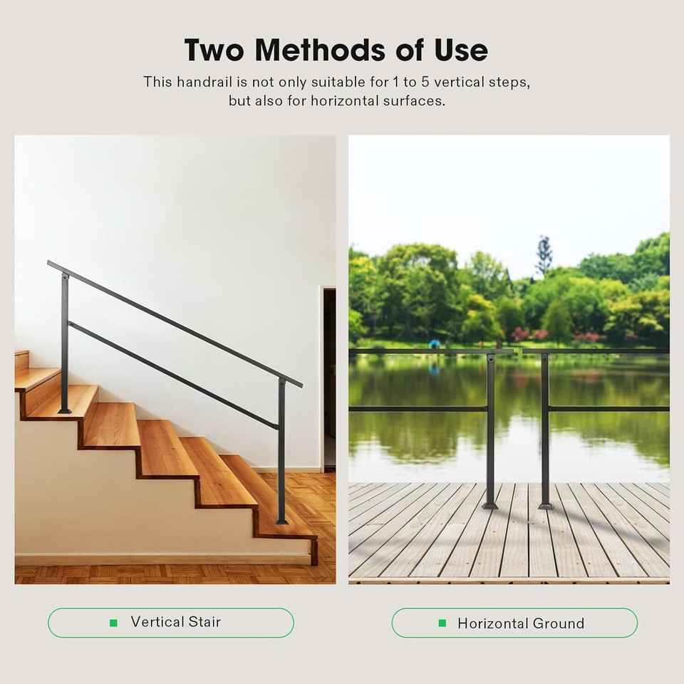 2/3/4/5/6 Steps Outdoor Wrought Iron Handrail,Adjustable Height Stair ...