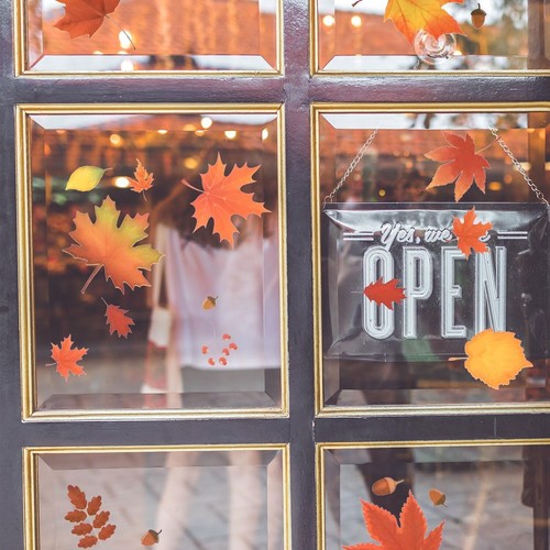 4 Sheets Leaf Leaves Window Cling Stickers Decorations Maple Acorns ...