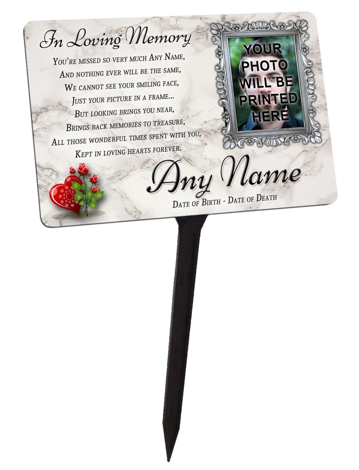 Your Photo Personalised Memorial Plaque & Stake. For Friend, family ...