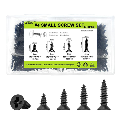 M3 Small Screw Kit, Short Wood Screws Assortment Kit, 600Pcs Tiny ...