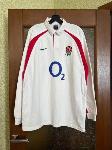 Vintage Nike England Rugby Shirt Jersey O2 Rose Logo Long Sleeve Size L ...