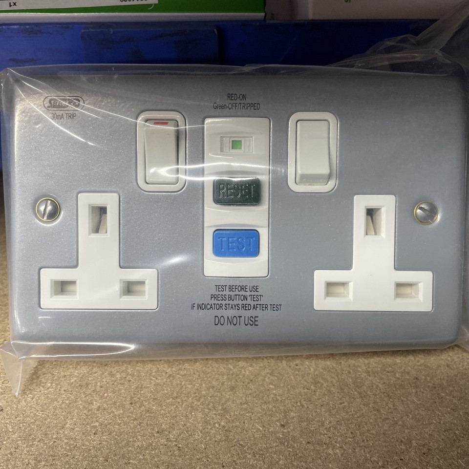 13 Amp RCD Protected Metal Clad Double Socket | eBay UK