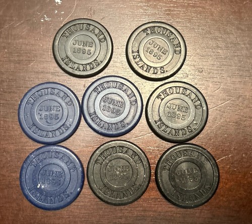 1895 Thousand Islands Asbestos Repair Trade 8 Tokens H.W John MFG New ...