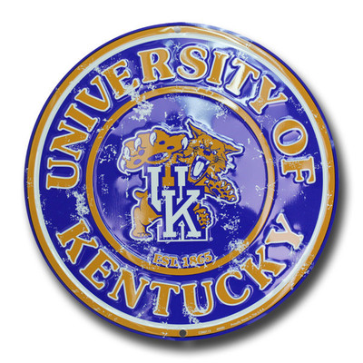 KENTUCKY WILDCATS 12" ROUND METAL EMBOSSED SIGN KENTUCKY MAN CAVE ...