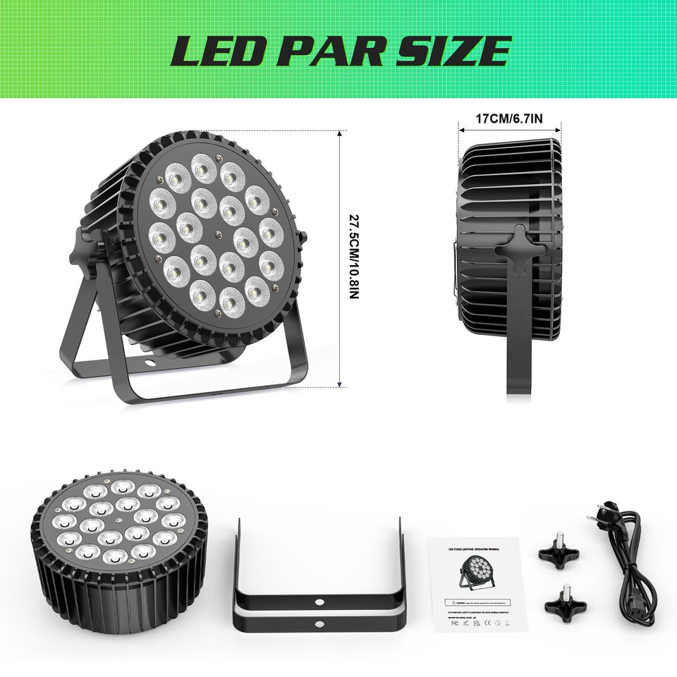 270W 18 LED PAR Can Stage Lighting RGBW DMX Club DJ Disco Party Show ...