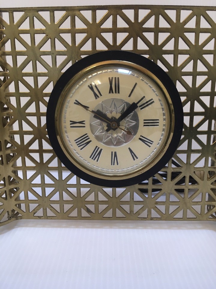 1950's Art Deco Mantel Desk Clock Bilt Rite Analog Gold Plated Metal ...