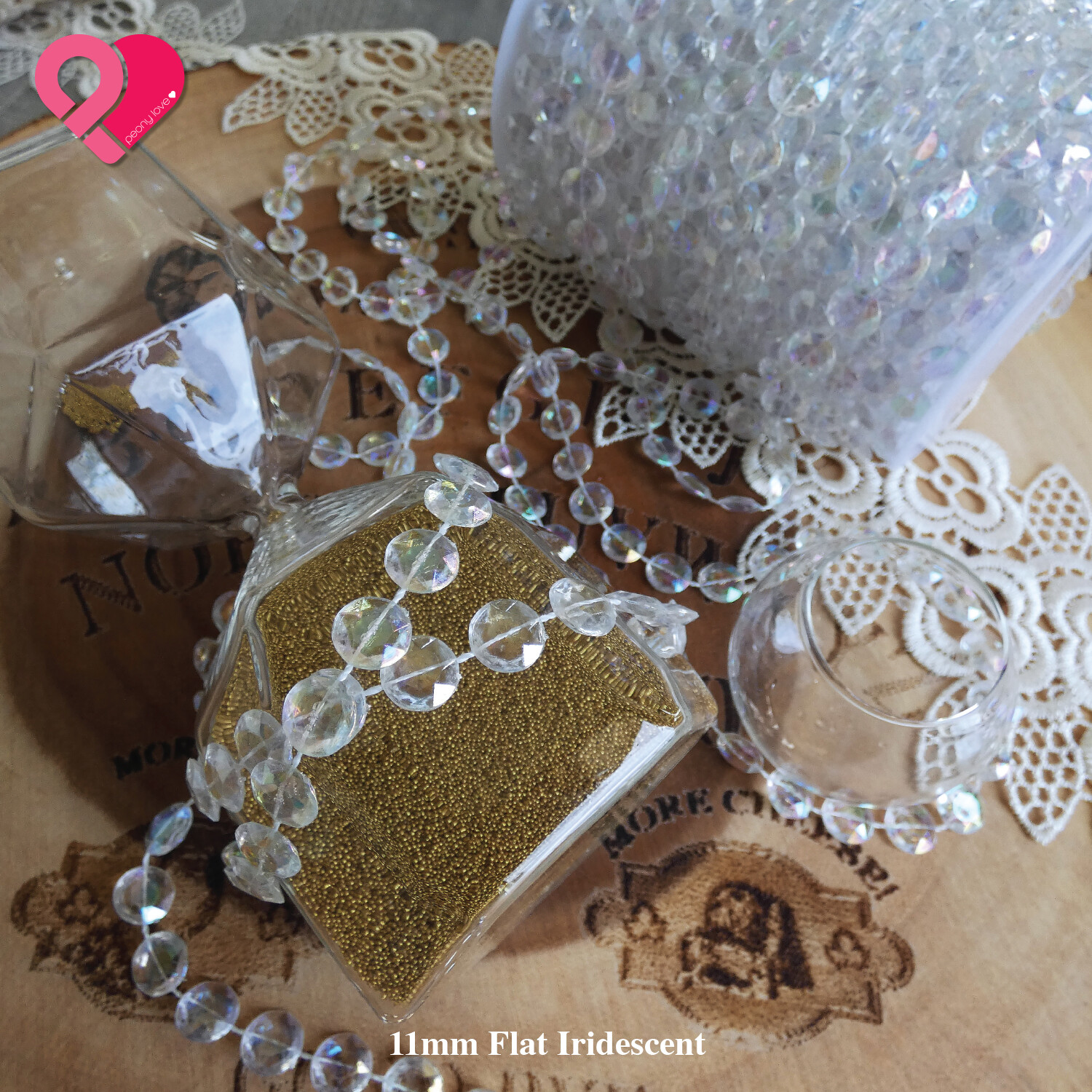 3-11mm 33 Yard Faux Crystal Pearl Plastic Clear BEADS String Trim Craft ...