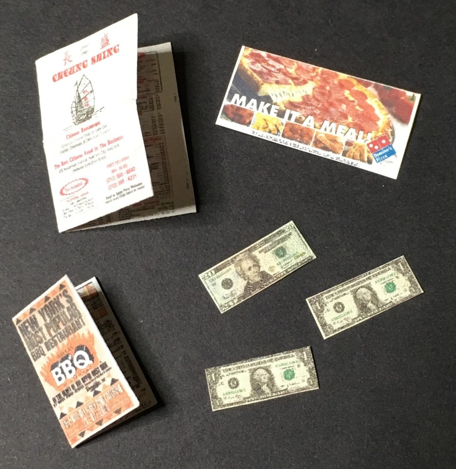 Miniature NYC Food Delivery Menus & Money | eBay