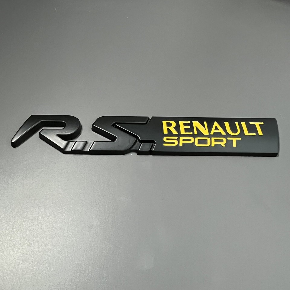 RS Renault Sport Badge Black Yellow Metal Twingo Megane Clio ...