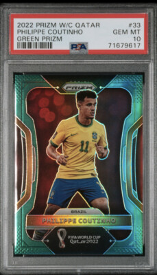 2022 Panini Prizm World Cup Philippe Coutinho Green Prizm /5 PSA 10 Pop ...