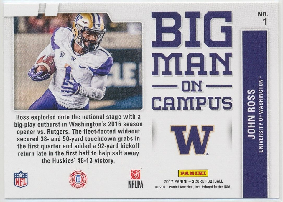 John Ross - Washington Huskies - 2017 Score - Big Man On Campus - RC ...