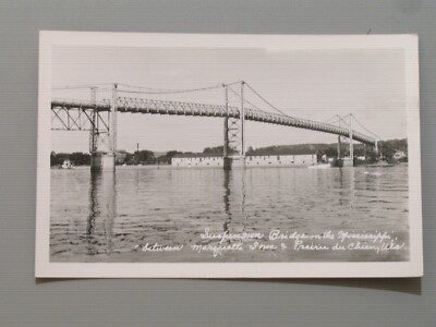 Marquette Iowa Suspension Bridge to Prairie Du Chien WI Real Photo ...