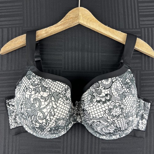 Cacique Womens 40DDD Black White French Lightly Lined Full Coverage T ...