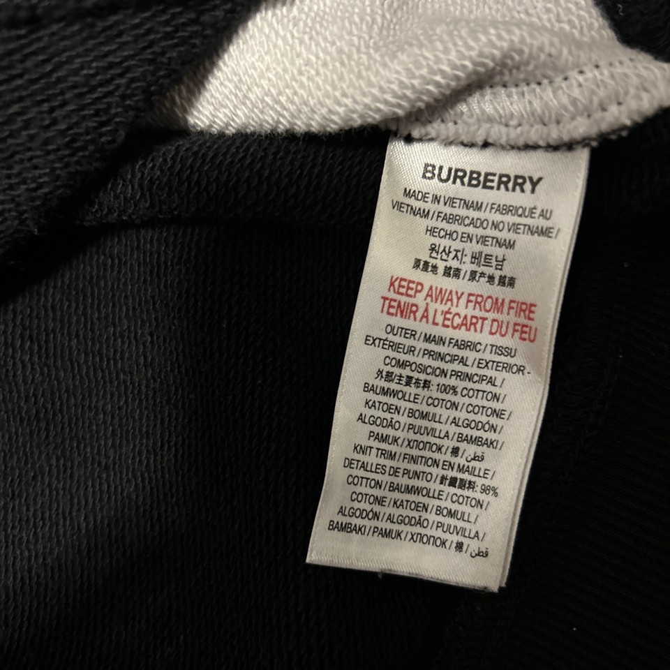 Burberry Black Check Panel Pullover Hoodie Size Medium | eBay