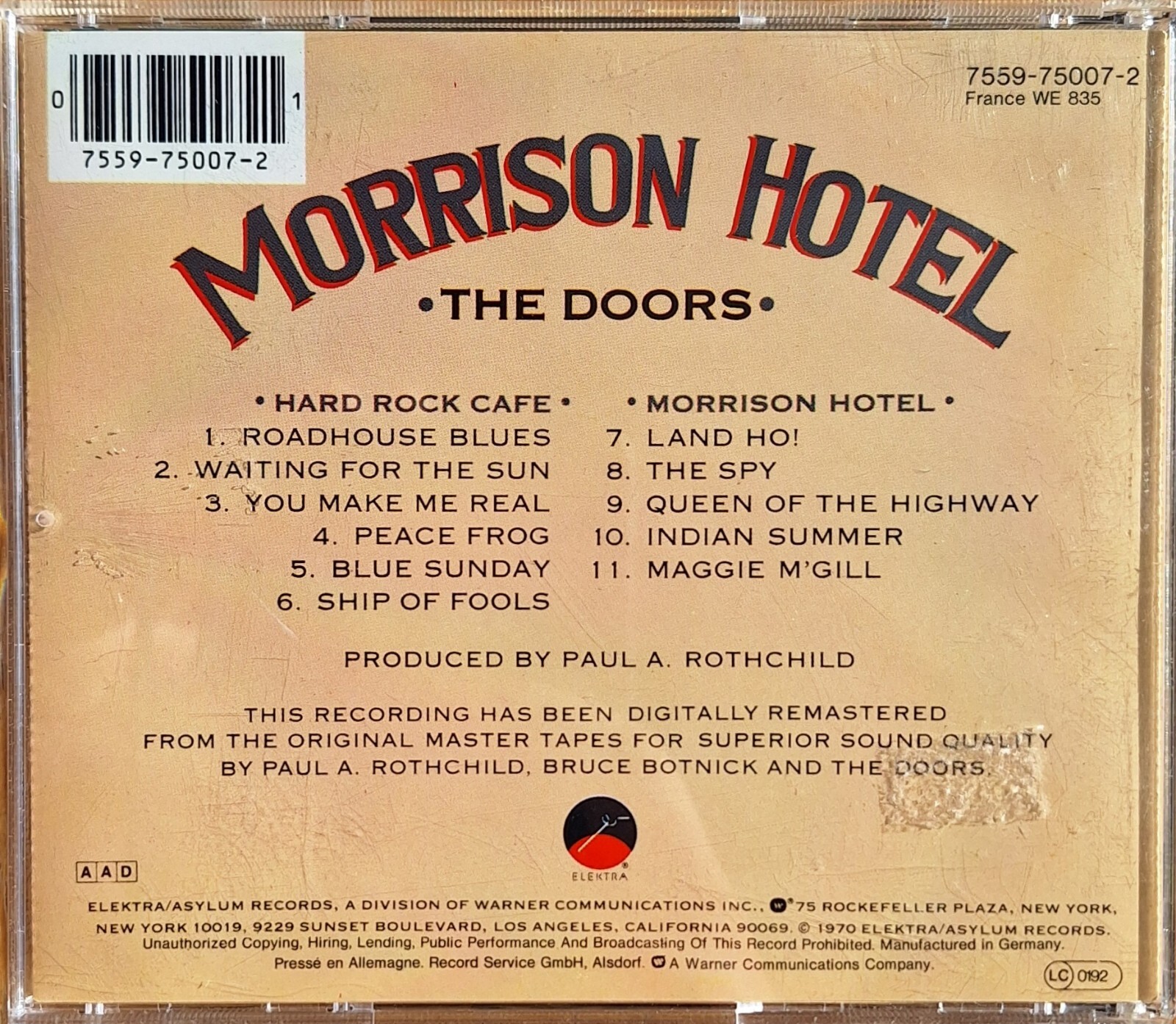 THE DOORS - Morrison Hotel CD (German Pressing) 1970 | eBay