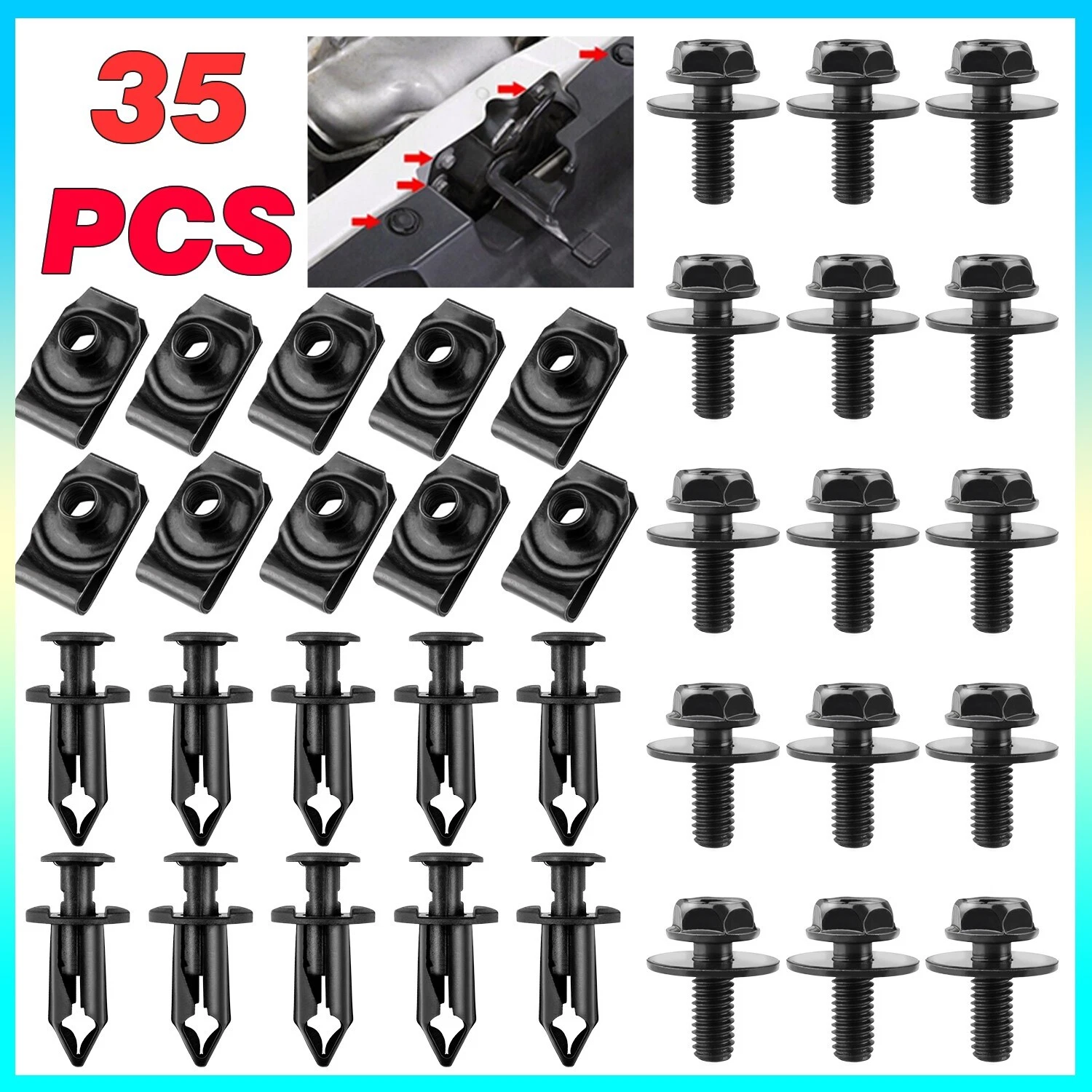 For KIA Body Bolts & U-nut Clips - M6 Engine Under Cover Splash Shield ...