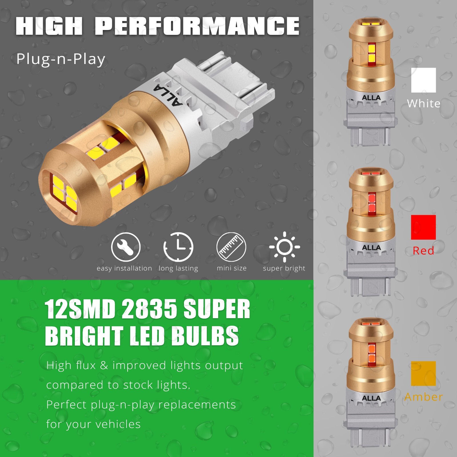 ALLA Set of 2 LED Backup Reverse Light Bulbs For 88-98 Chevy K1500 ...