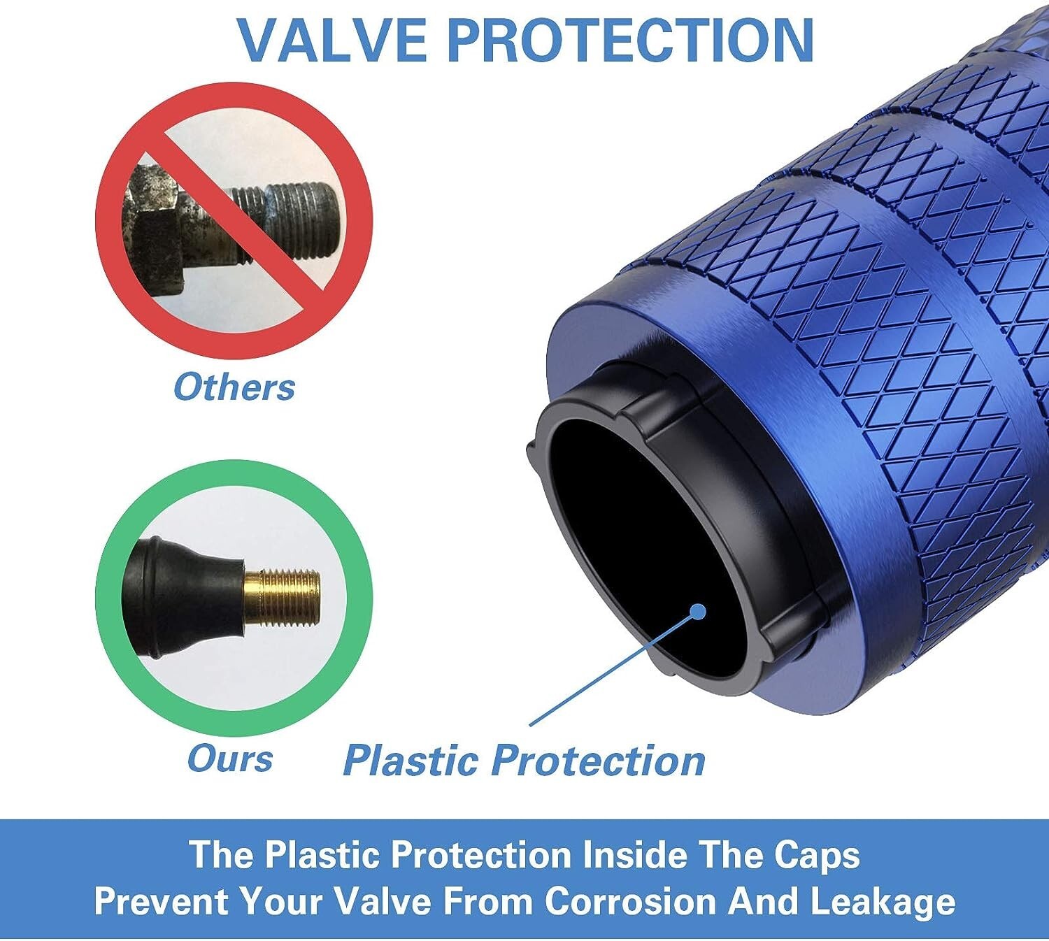 4PCS Blue Anodized Aluminum Creative Styling Tire Valve Stem Caps Fits ...