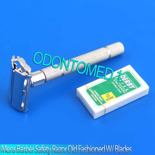 Mens Barber Safety Razor Old Fashioned w/15pcs Double Edge Razor Blades ...