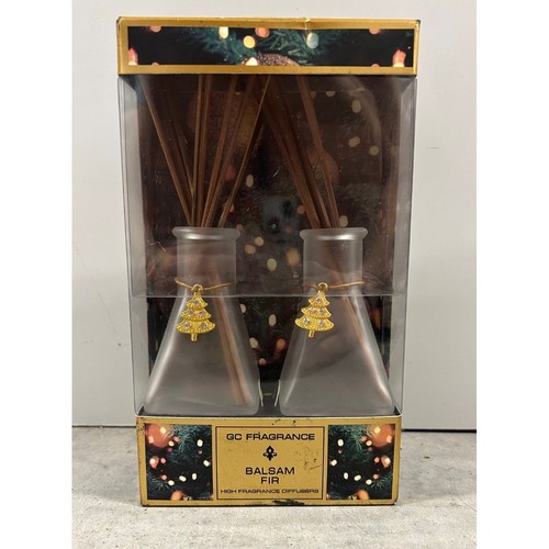 GC Fragrance Balsam Fir Reed Diffusers Set of 2 w/ Tree Charms Holiday ...