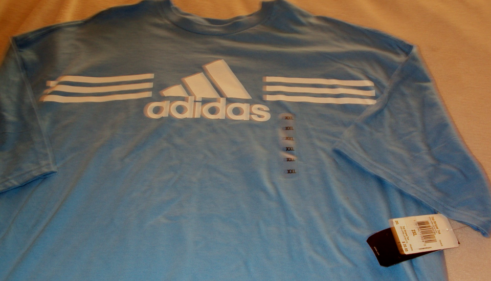 Adidas Men’s PERFORMANCE-TOP STRIPES TEE 2XL-TALL- XXL-BLUE/WHITE-NEW w ...