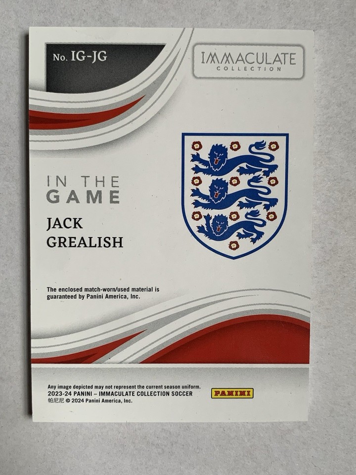 2023-24 PANINI IMMACULATE In the Game Patches Ruby /30 Jack Grealish # ...