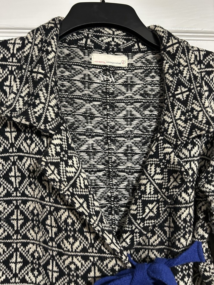 Odd Molly Nordic Knit Geometric Cardigan 80 Percent Lambswool Blend ...