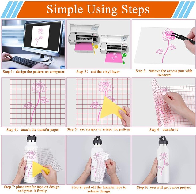 Vinyl Ease V0002 6" x 12" 60 Sheets Permanent Craft Sign Vinyl in Multi ...