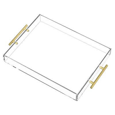 Acrylic Serving Tray 12x16 Inch Clear Trays with Gold Handles ...